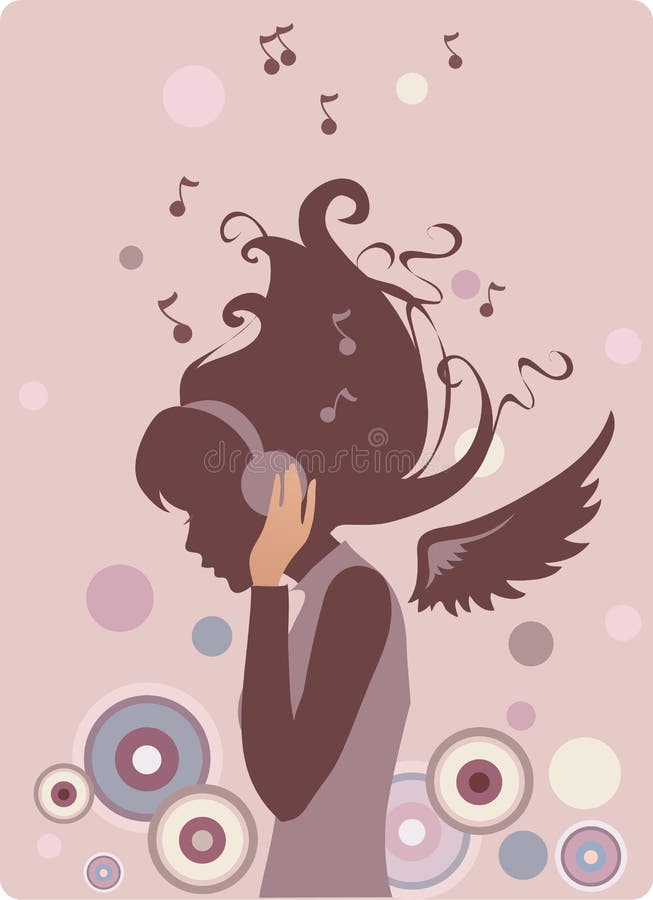 Music girl stock vector. Illustration of listening, elegant - 6249935