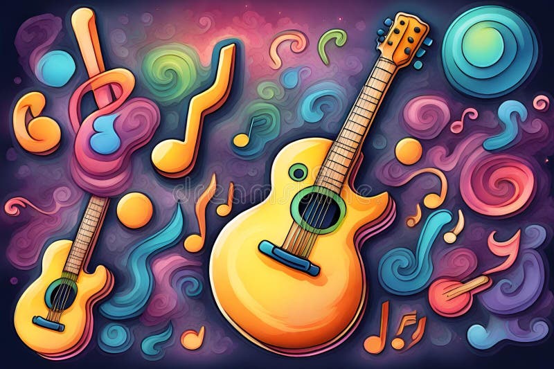Music Groovy Doodles Hand-Drawn Design Elements Stock Illustration ...