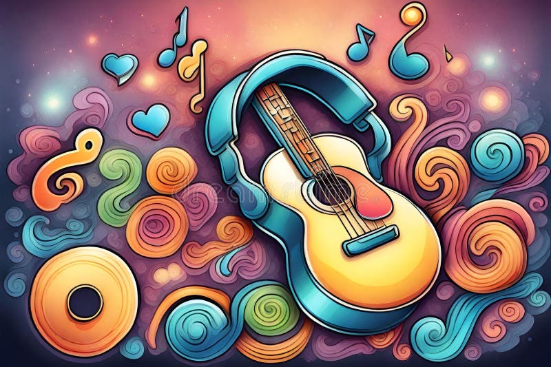 Music Groovy Doodles Hand-Drawn Design Elements Stock Illustration ...