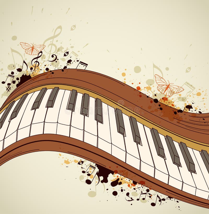 Music Notes and Piano Keyboard Stock Illustration - Illustration of ...