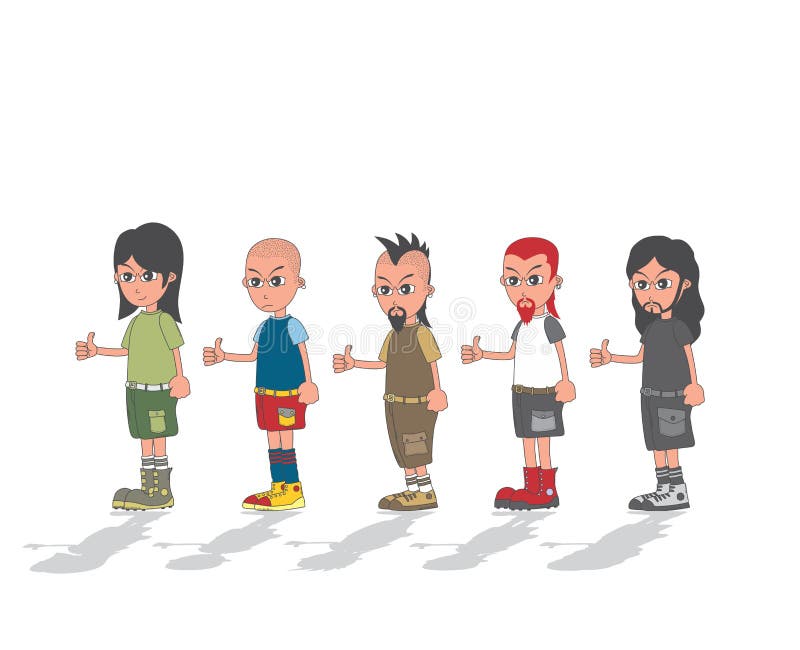 Music Guy in Group Cartoon Character Stock Vector - Illustration of ...