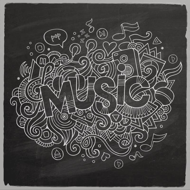 Music Hand Lettering and Doodles Elements Stock Vector - Illustration ...