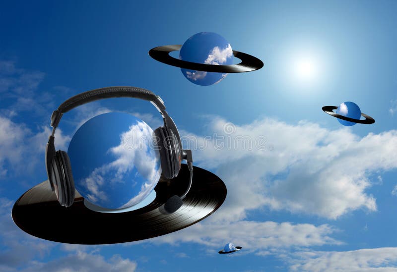 Clouds Music Notes on Blue Sky with Clouds and Sun. Stock Illustration ...