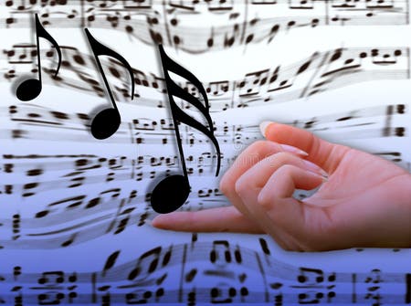 Music on her finger stock photo. Image of collage, female - 740942