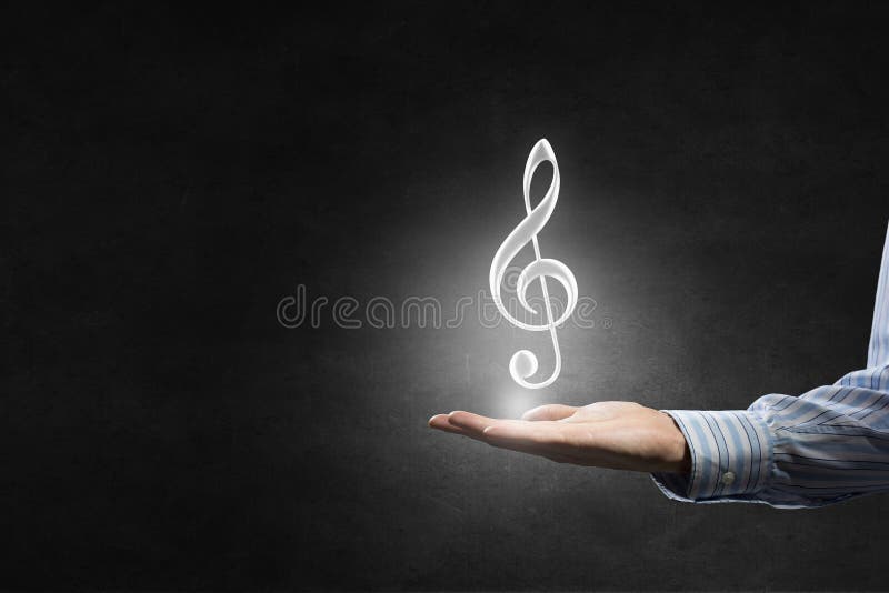 Music icon in hand stock image. Image of element, tune - 63940013