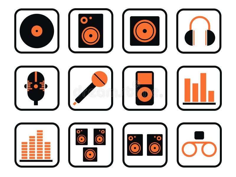 Music Studio and Radio Logos Vintage Vector Set. Hipster and Retro ...