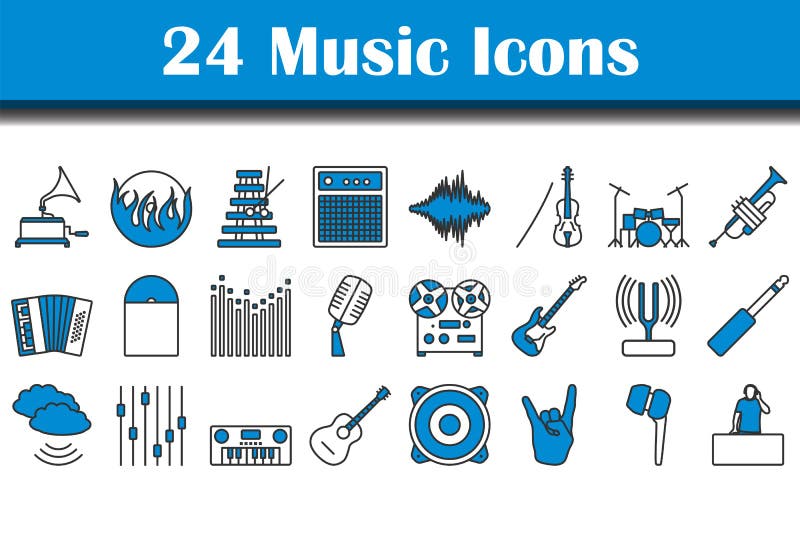 Music Icon Set stock vector. Illustration of note, line - 256466327