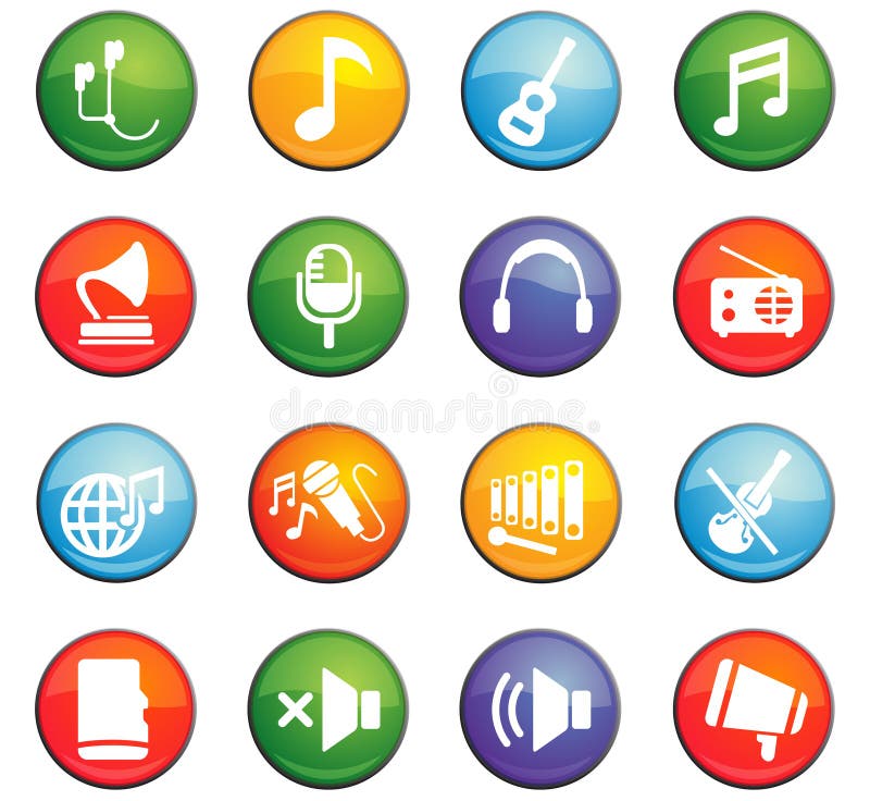 Music icon set stock illustration. Illustration of design - 89202701