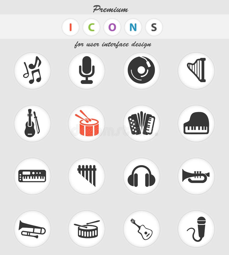 Music icon set stock vector. Illustration of instruments - 123031453
