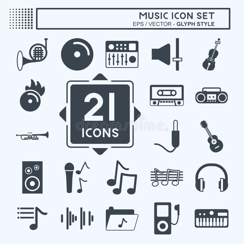 Music Icon Set. Suitable for Education Symbol. Glyph Style. Simple ...