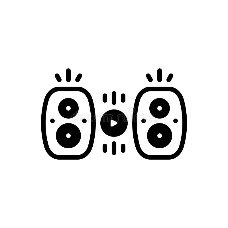 Black Solid Icon for Music, Speakers and Musical Stock Illustration - Illustration of logo ...