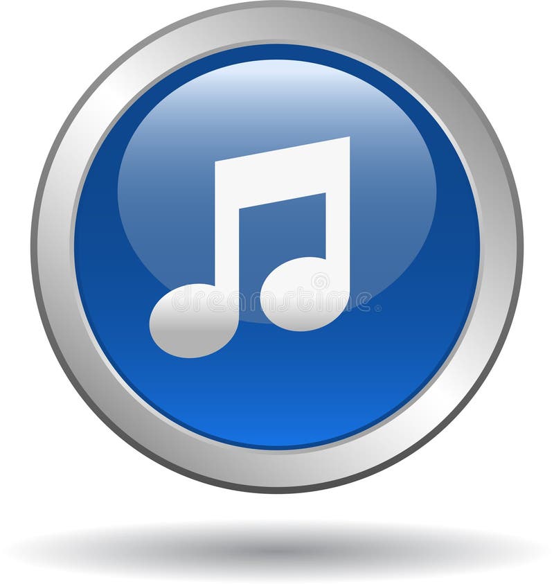 Music icon web button blue stock vector. Illustration of industry ...