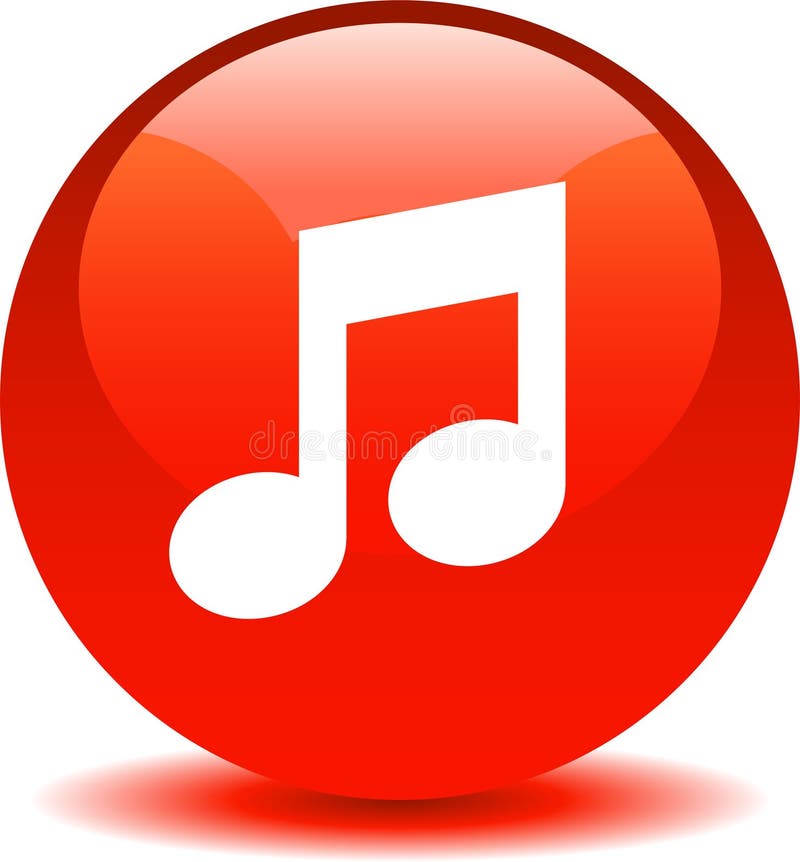 Music icon web button red stock vector. Illustration of curve - 118059085