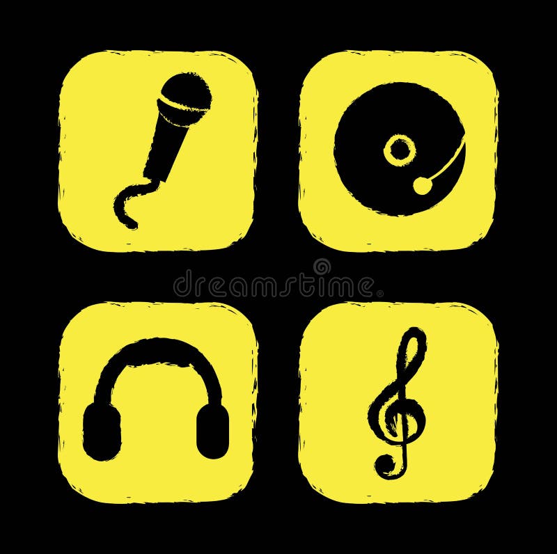 High Contrast Music Instruments Stock Vector - Illustration of guitar ...