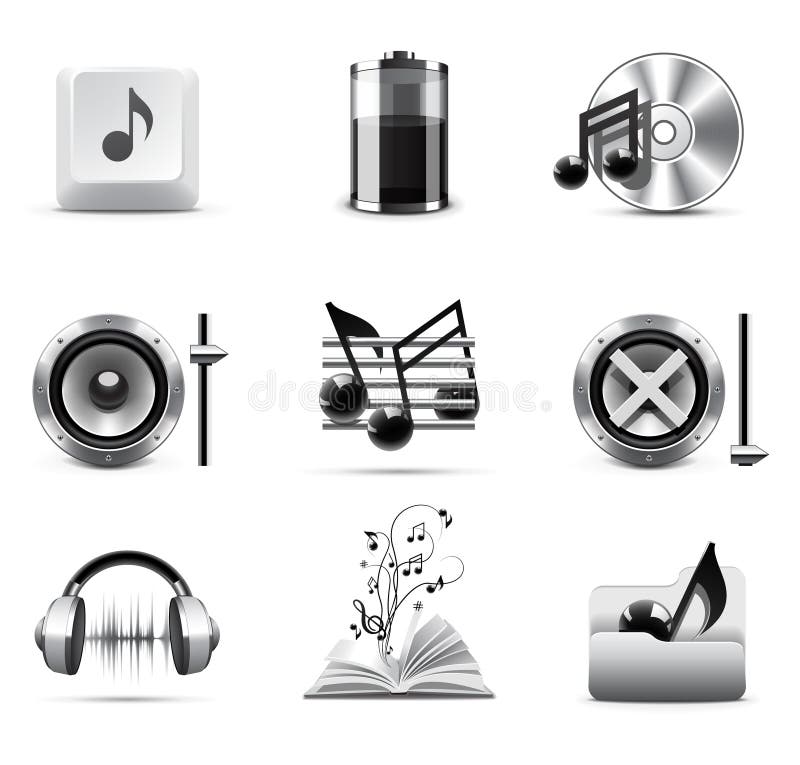 Music Icons B W Series Stock Illustrations – 2 Music Icons B W Series ...