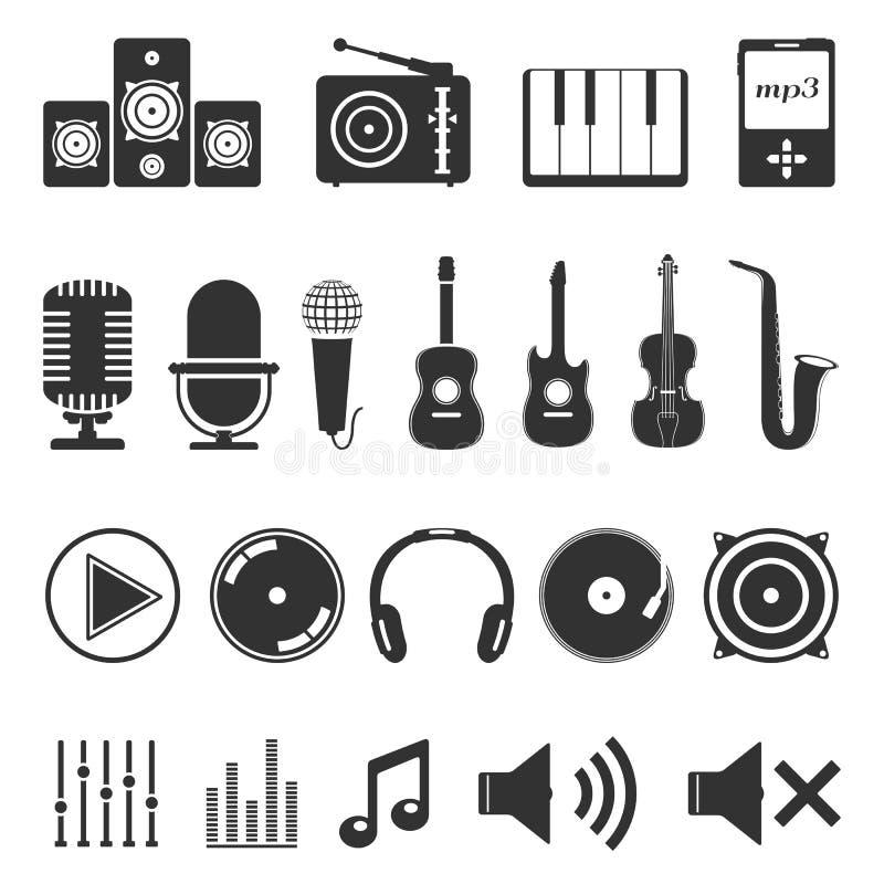 Music Icons stock vector. Illustration of music, live - 44096704