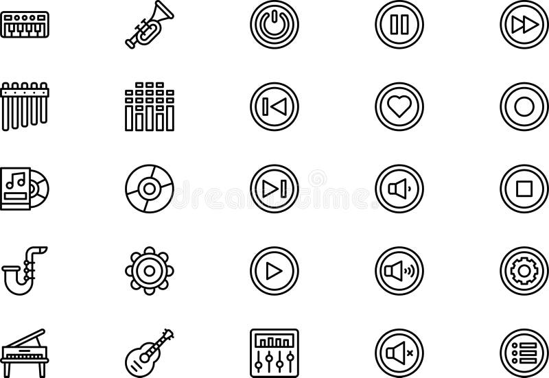 Music Icons Collection is a Vector Illustration with Editable Stroke ...