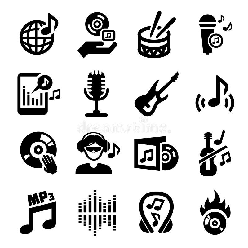 Big music icons set stock vector. Illustration of media - 33914045
