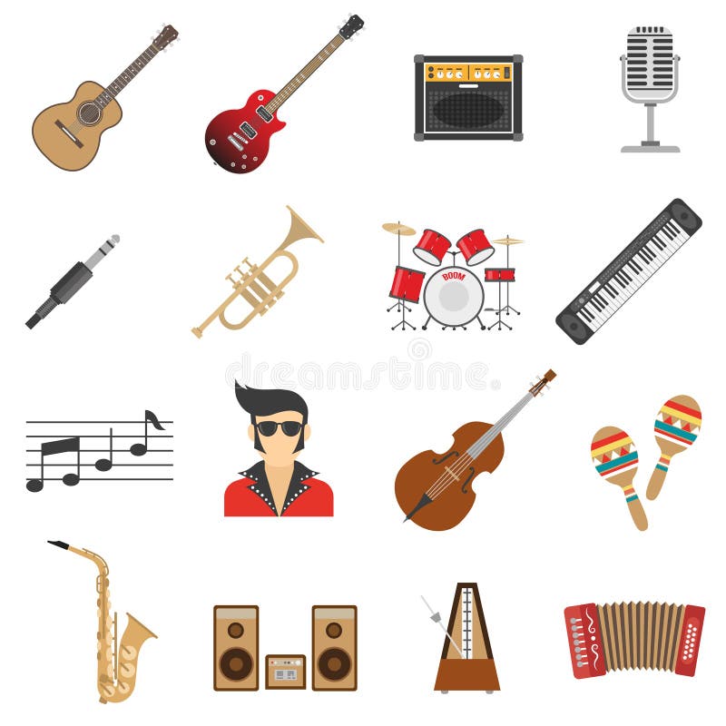 Music Icons Flat stock vector. Illustration of chello - 209788814