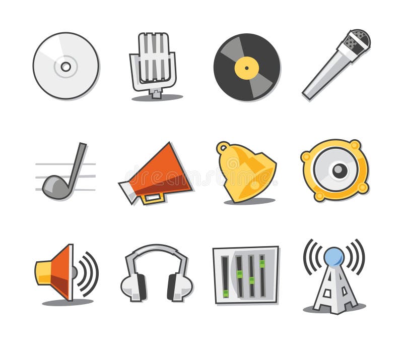Music Icons Retro Revival Collection - Set 6 Stock Vector ...