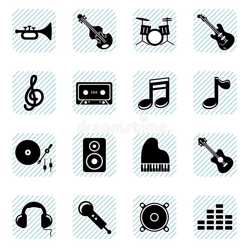 Music icons set stock vector. Illustration of collection - 8209457