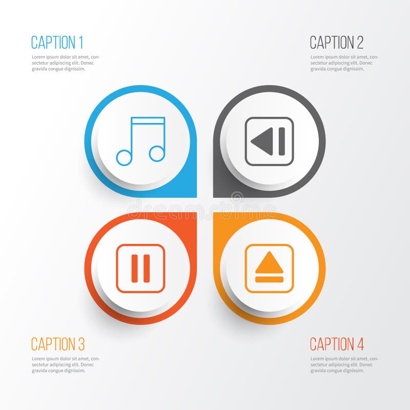 Music Icons Set. Collection of Extract Device, Mute Song, Note and ...