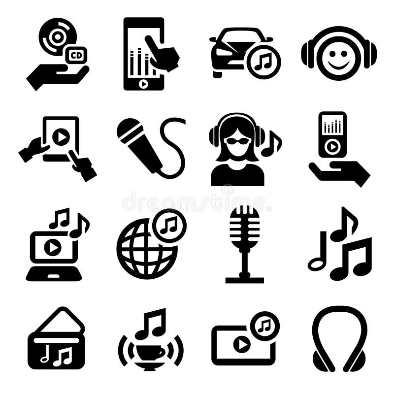 Big music icons set stock vector. Illustration of media - 33914045