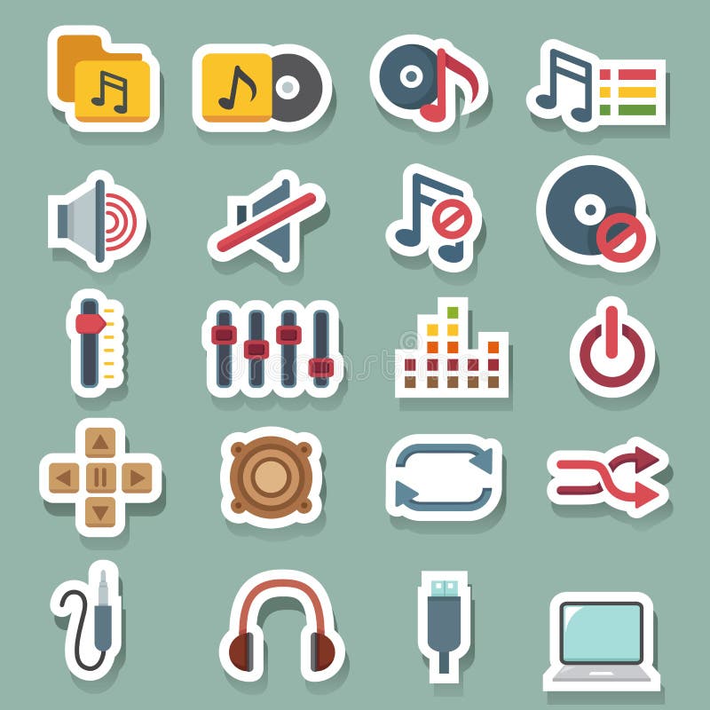 Music icons set stock vector. Illustration of player - 45905674