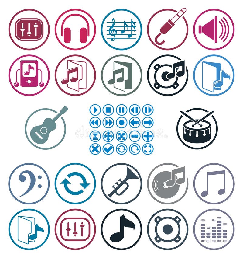 Music icons set. stock vector. Illustration of console - 42986349