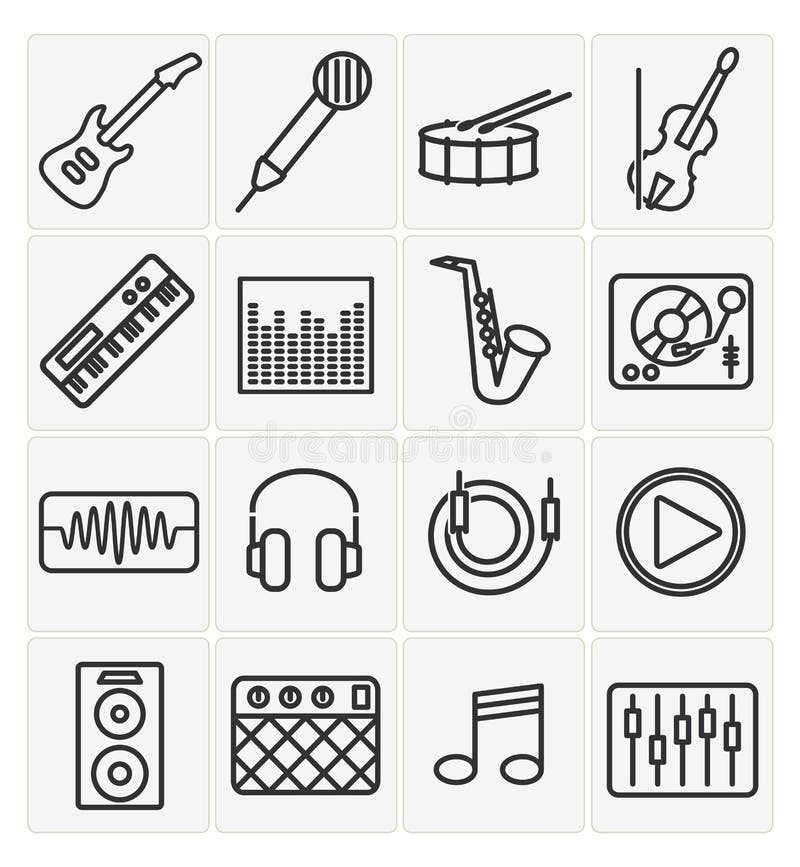 Music Instrument and Tools Icons Stock Vector - Illustration of control ...