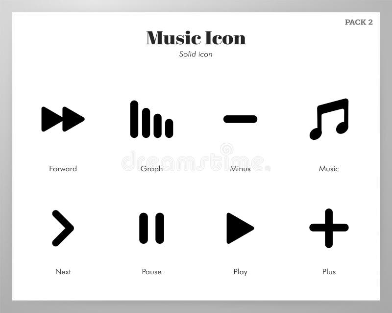 Music icons Solid pack stock vector. Illustration of right - 155865043