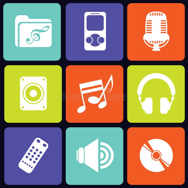 Music icons square stock vector. Illustration of audio - 45914768
