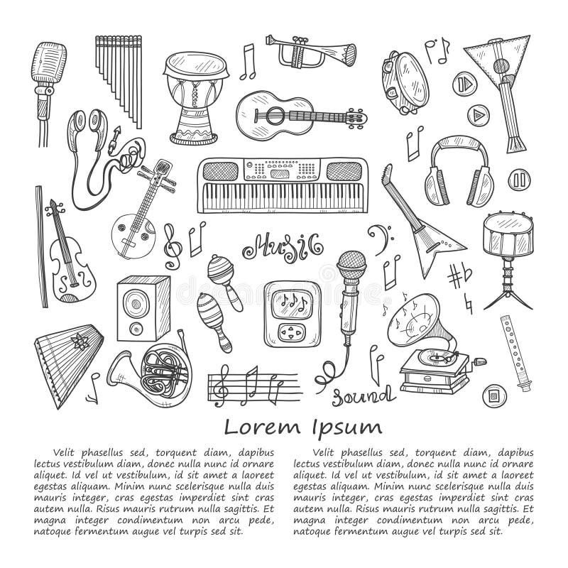 Hand Drawn Musical Instruments Illustration Stock Vector - Illustration ...