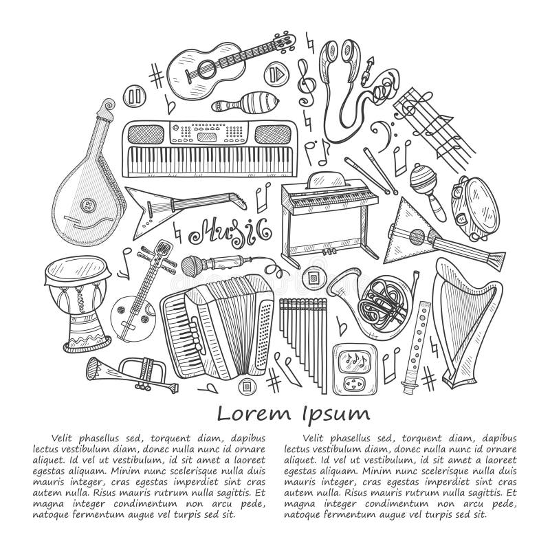 Hand Drawn Musical Instruments Illustration Stock Vector - Illustration ...