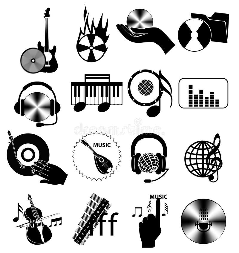 Music industry icons set stock illustration. Illustration of game ...