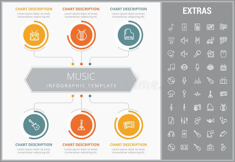 Music Infographic and Icon Set of Instruments Stock Vector ...