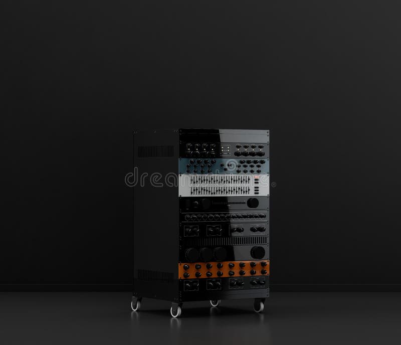 Music Instriument, Professional Audio Rack in a Dark Studio, 3d ...