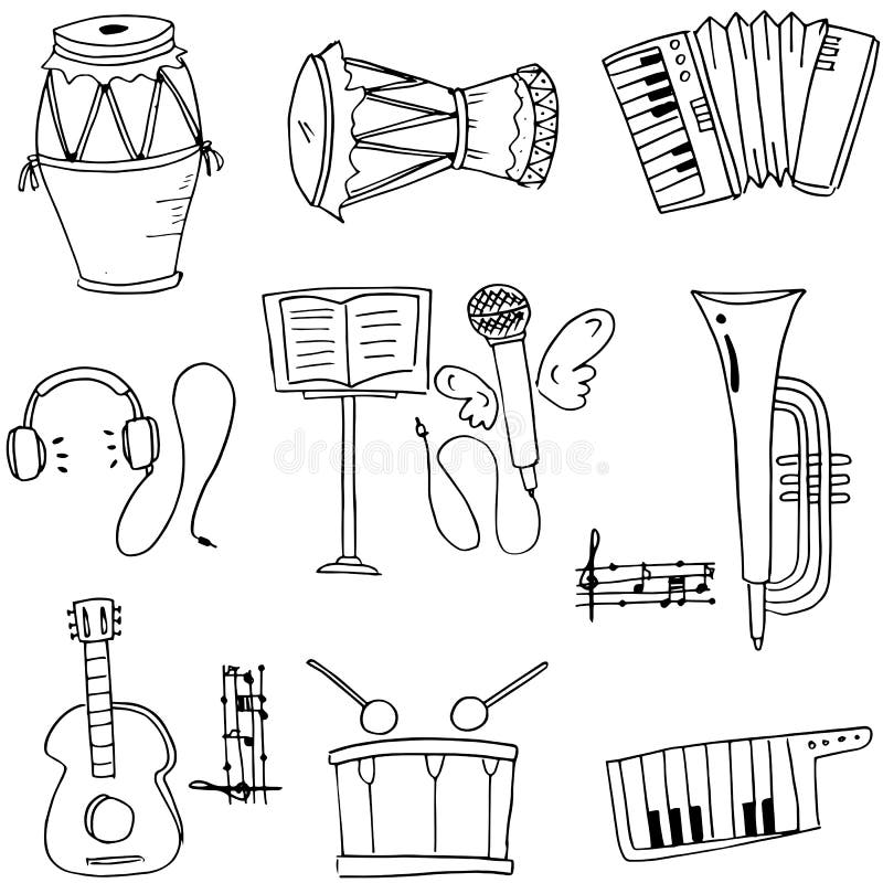 Musical Instrument Doodles Vector Art Stock Vector - Illustration of ...