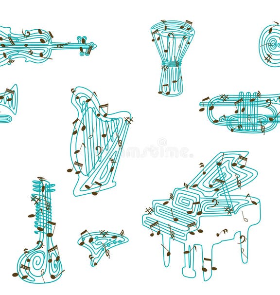 Music Instrument Pattern 1 stock vector. Illustration of sitar - 14019257