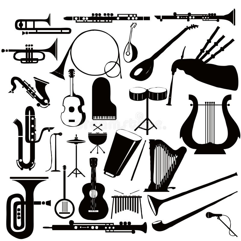 Vector Music Instruments - Silhouette Stock Vector - Illustration of ...