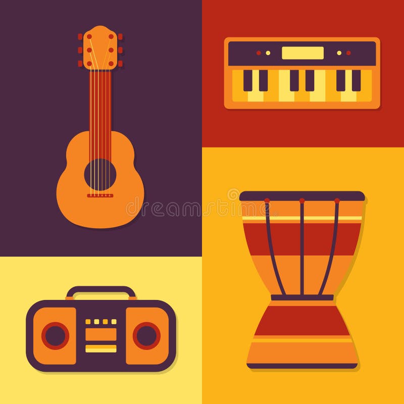 Music Instruments Flat Icon Set Vector Illustration Stock Vector ...