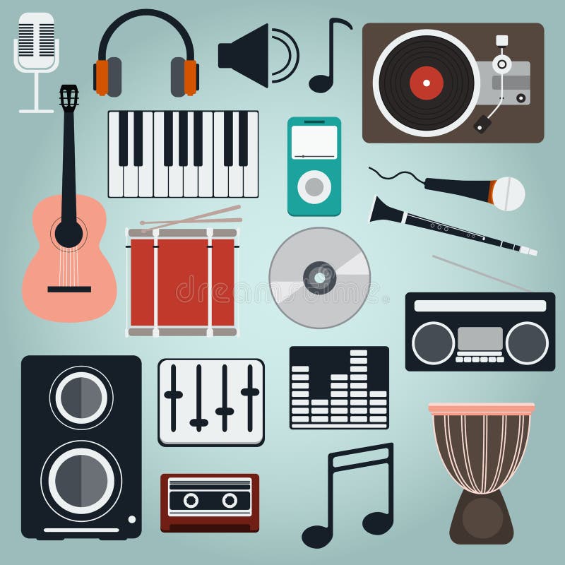 Music Instruments and Gadgets Big Vector Icon Set Stock Vector ...