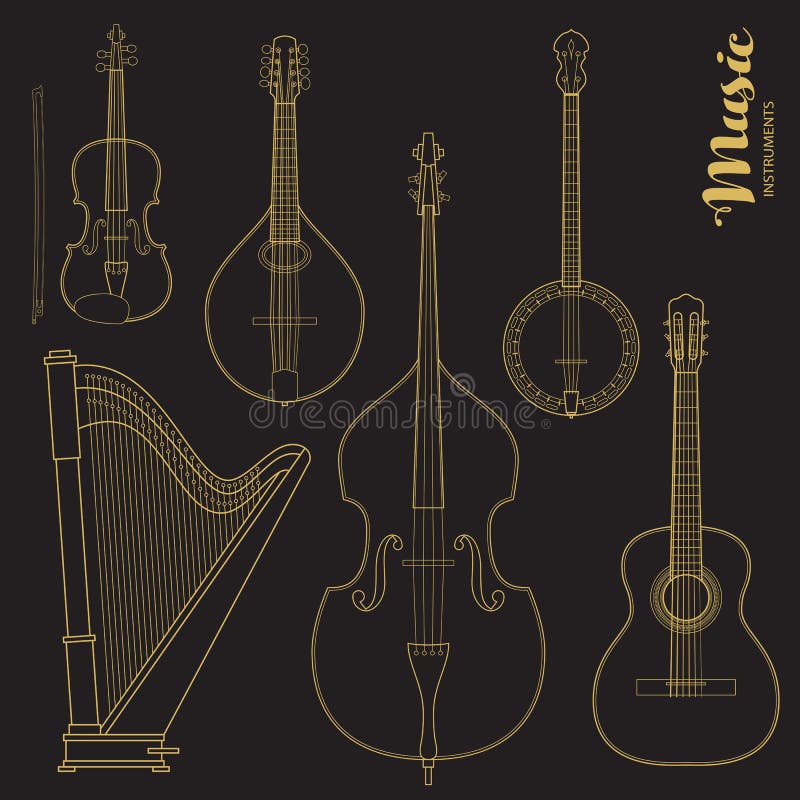 Music Instruments Geometric Illustration Set Stock Vector ...