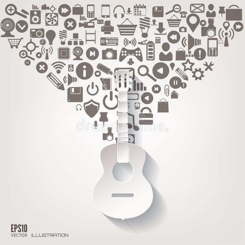 Music Instruments Icon. Flat Abstract Background with Web Icons ...