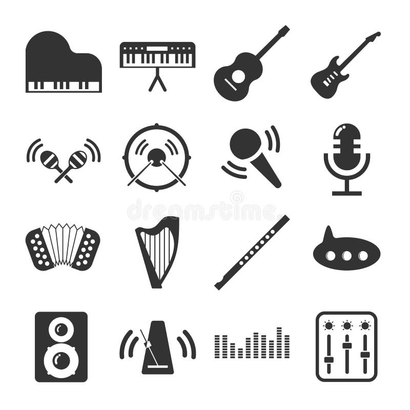 Music Instruments Geometric Illustration Set Stock Vector ...