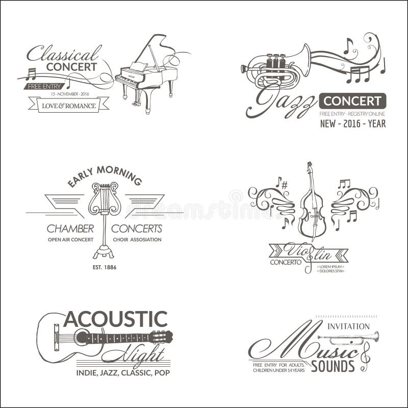 Music and Instruments - Logos and Badges Stock Vector - Illustration of ...