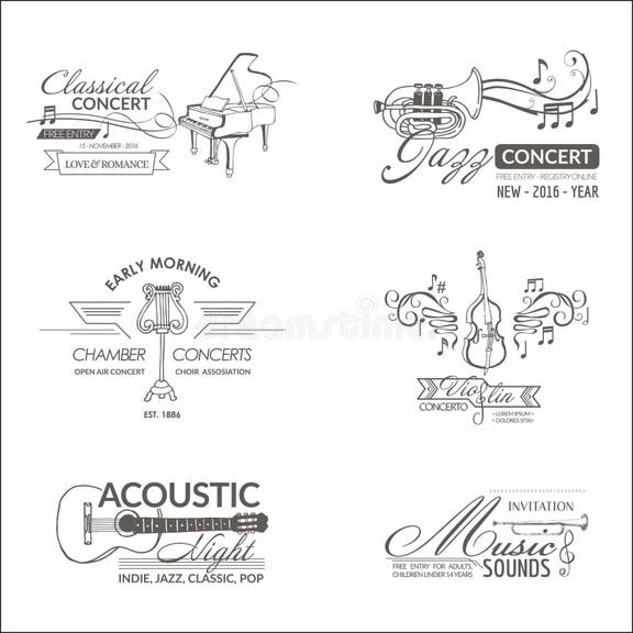Music and Instruments - Logos and Badges Stock Vector - Illustration of ...