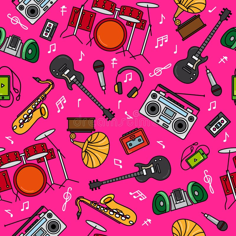 Music instruments pattern stock vector. Illustration of background ...