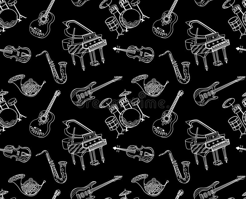 Music Instruments Seamless Pattern Stock Vector - Illustration of ...