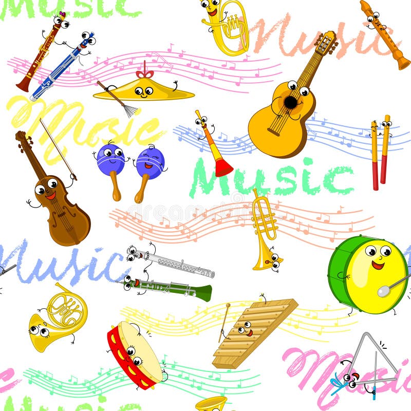 Music Instruments Seamless Wallpaper Stock Vector - Illustration of ...